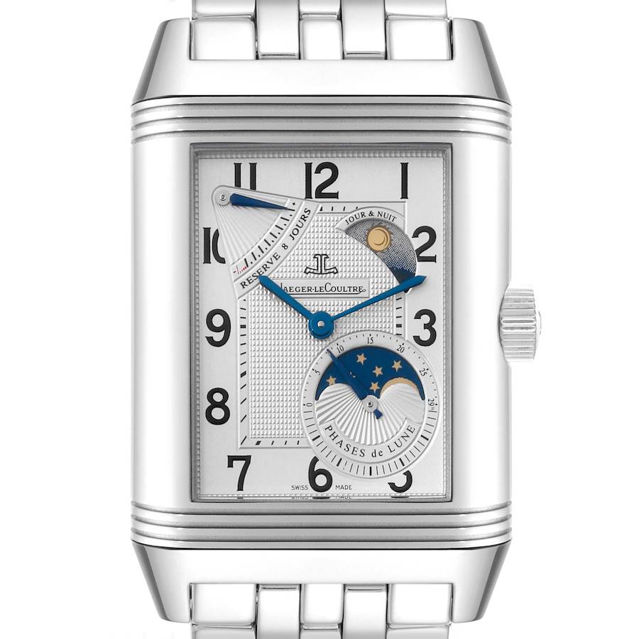 Q3048120 Jaeger LeCoultre Reverso Grande Sun Moon Mens Steel Watch ...
